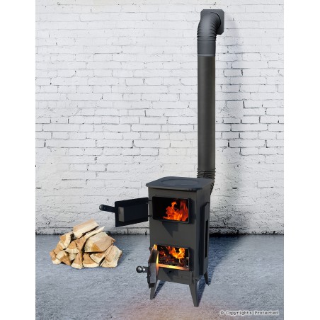 Black Log Burner & Set Of Pipes