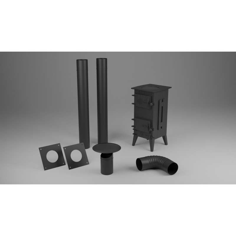 Black Log Burner & Set Of Pipes
